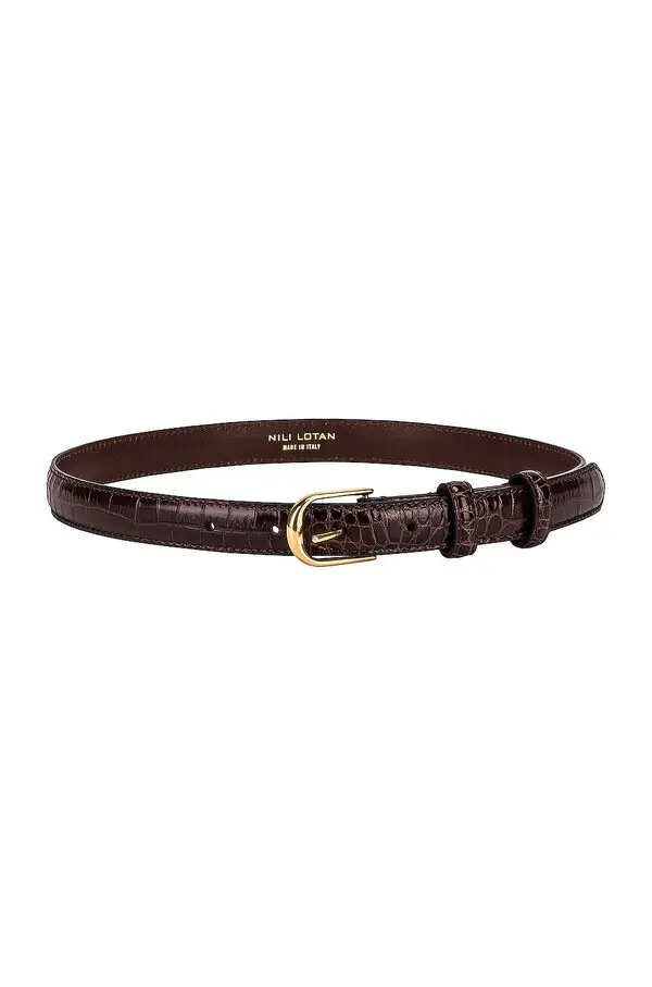 NILI LOTAN Jane Belt - Dark Brown & Shiny Brass