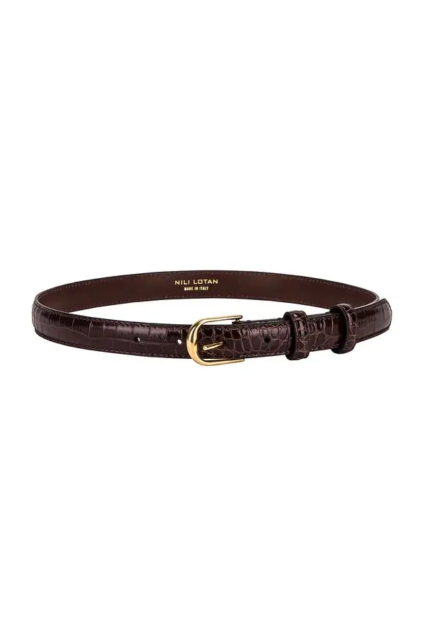 NILI LOTAN Jane Belt - Dark Brown & Shiny Brass