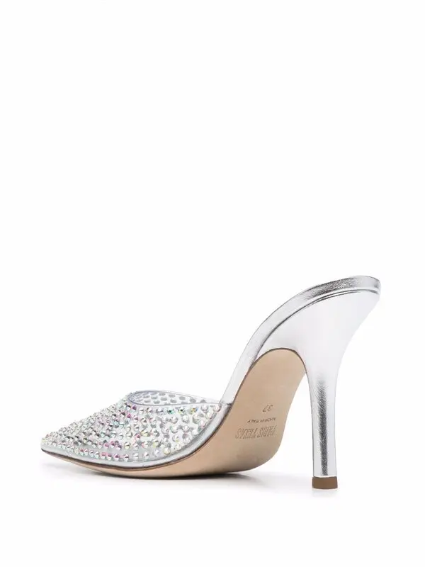 Paris Texas 95mm Hollywood Crystal-embellished Mules - Silver