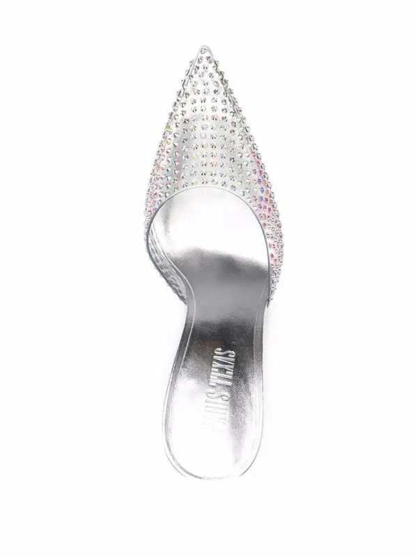 Paris Texas 95mm Hollywood Crystal-embellished Mules - Silver