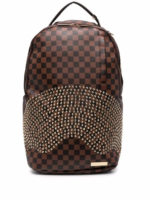 SPRAYGROUND Checkerboard Stud-embellished Backpack