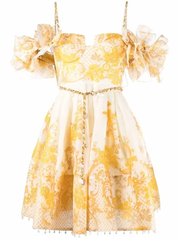 Zimmermann Postcard Bow Bodice Mini Dress In Neutrals 57% Off
