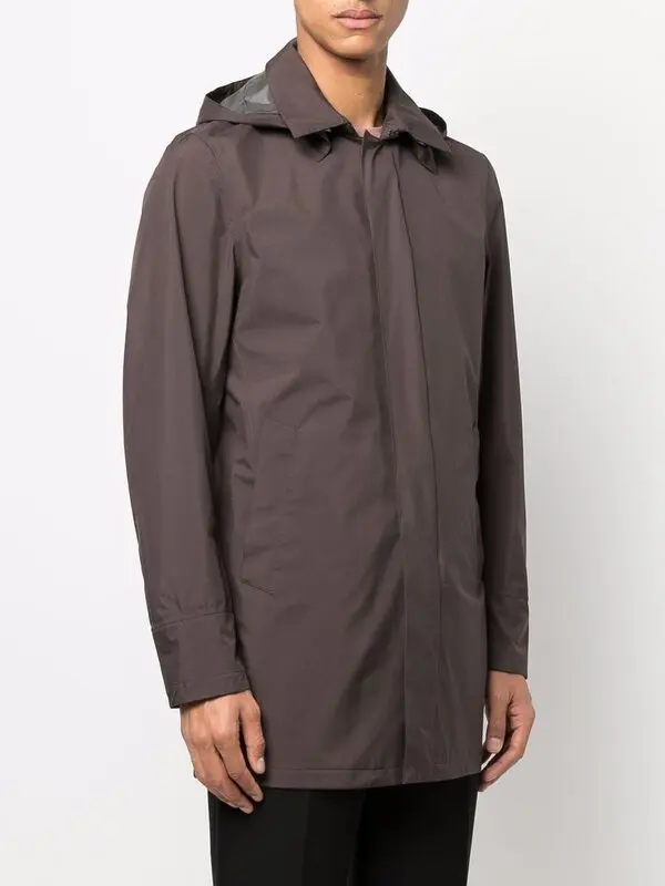 Herno Hooded Zip-up Raincoat - Brown