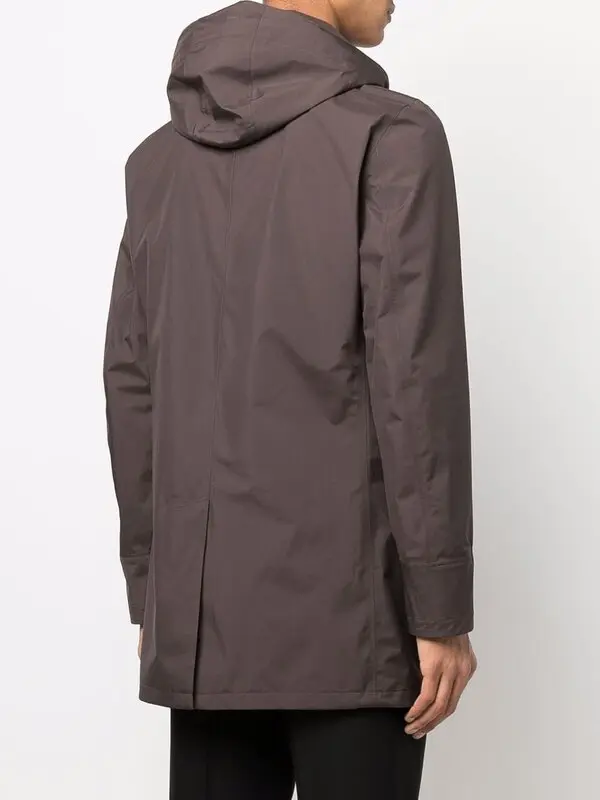 Herno Hooded Zip-up Raincoat - Brown