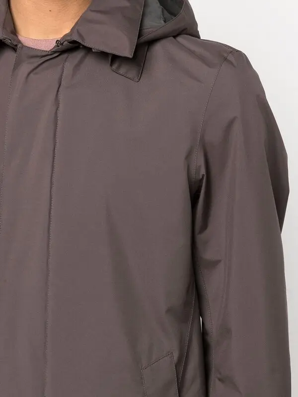 Herno Hooded Zip-up Raincoat - Brown
