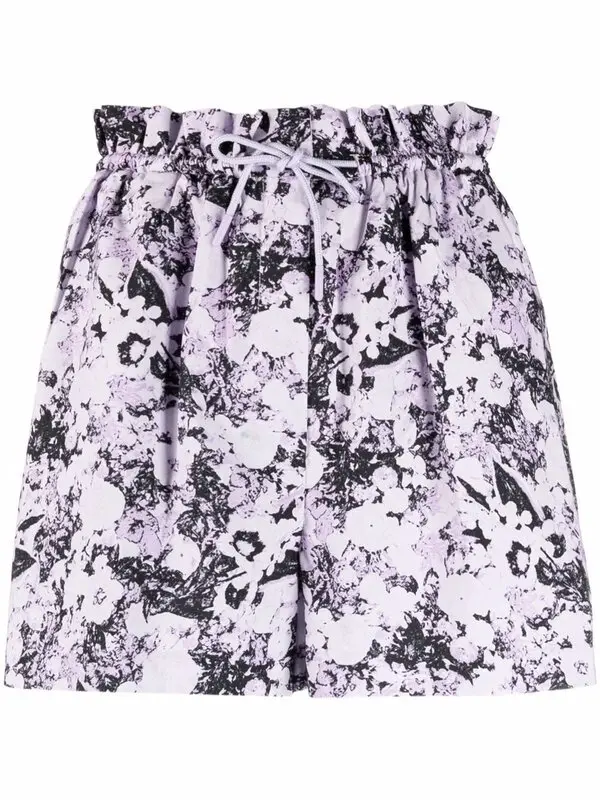 Remain Birger Christensen Paperbag Waist Abstract Pattern Shorts