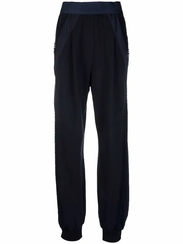 Alberta Ferretti Navy Cotton Cut-out Track Pants - Blue