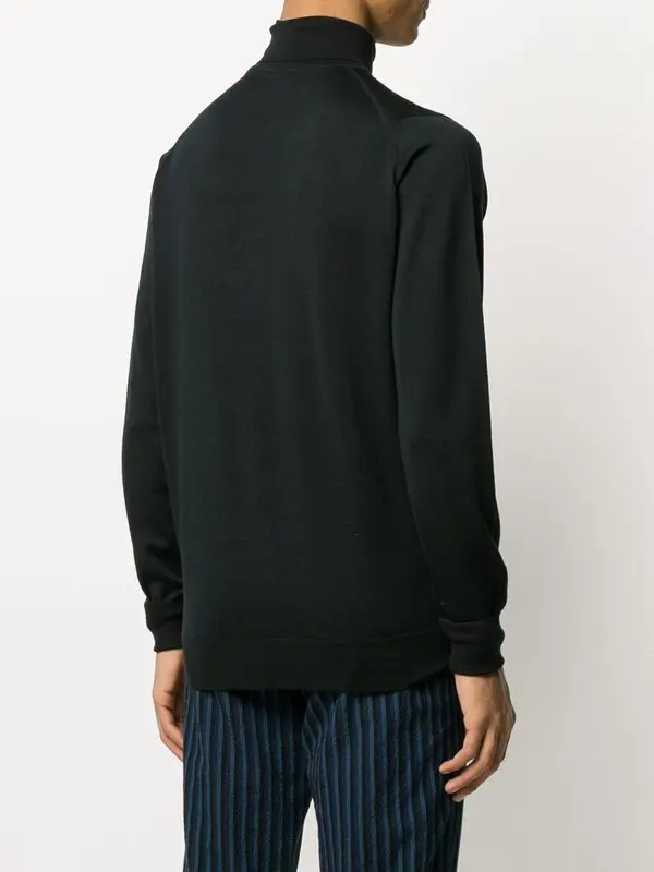 John Smedley Wool Roll Neck Jumper - Black