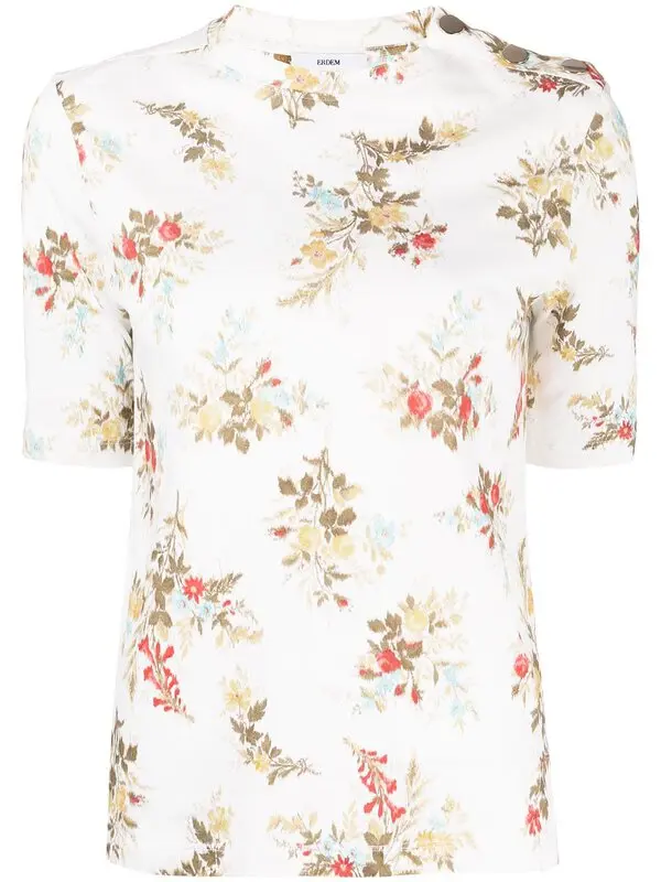 Erdem Sofia Floral-print Top - White