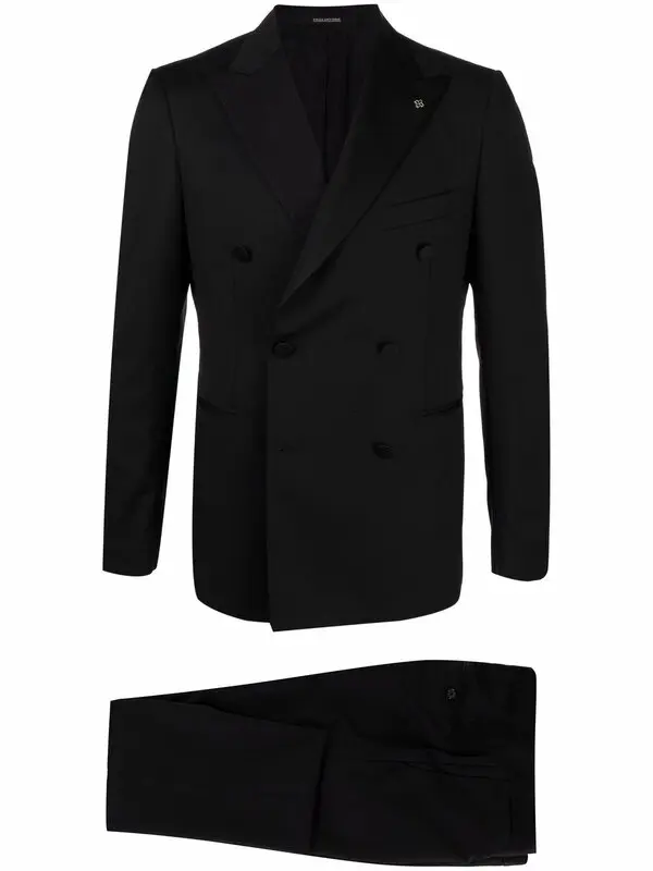 Tagliatore Fitted Double-breasted Suit - Black