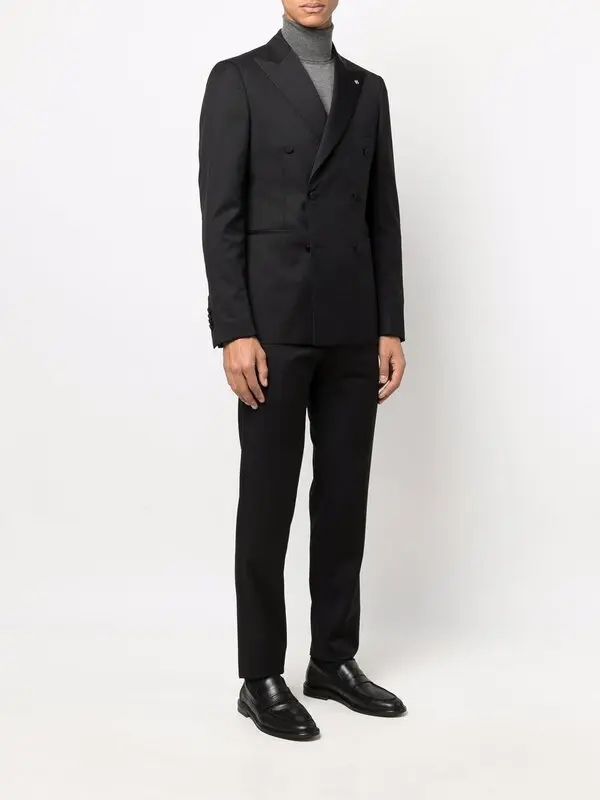 Tagliatore Fitted Double-breasted Suit - Black