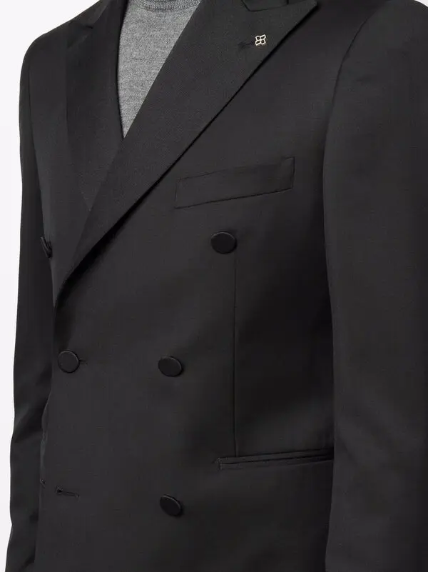 Tagliatore Fitted Double-breasted Suit - Black