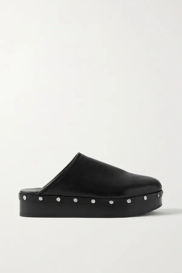 Co Studded Platform Leather Clogs