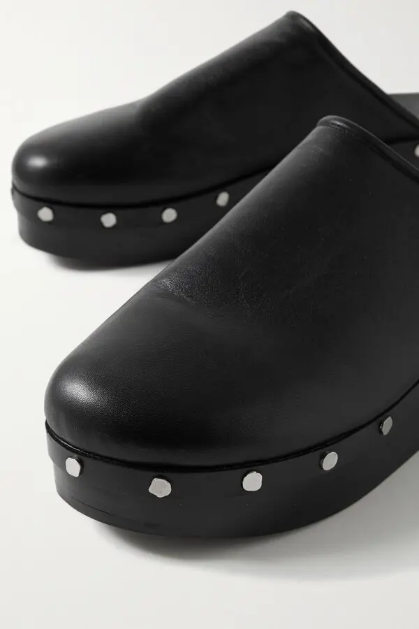 Co Studded Platform Leather Clogs