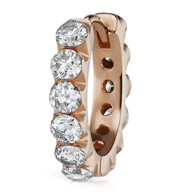 MARIA TASH Invisible Set Large Diamond Eternity Hoop Earring - Rose Gold