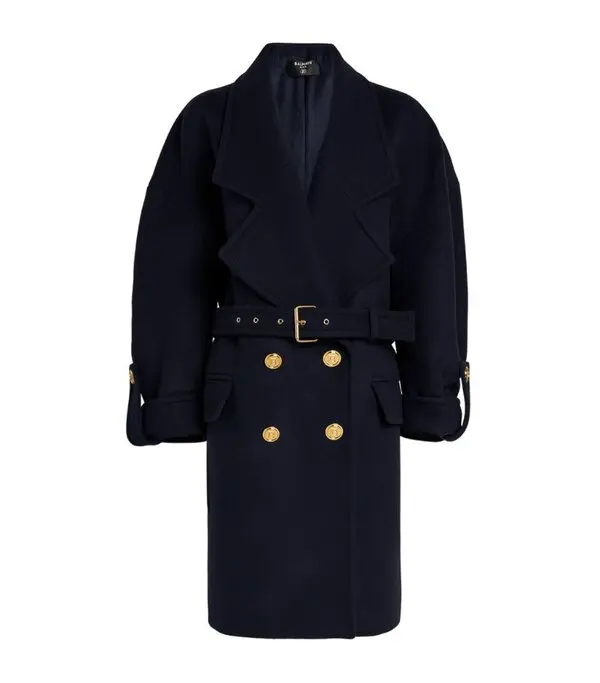 Balmain Wool-cashmere Belted Coat