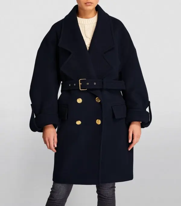 Balmain Wool-cashmere Belted Coat
