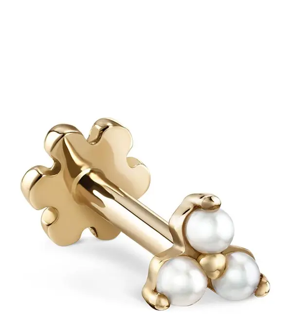 MARIA TASH Pearl Trinity Threaded Stud Earring - Gold