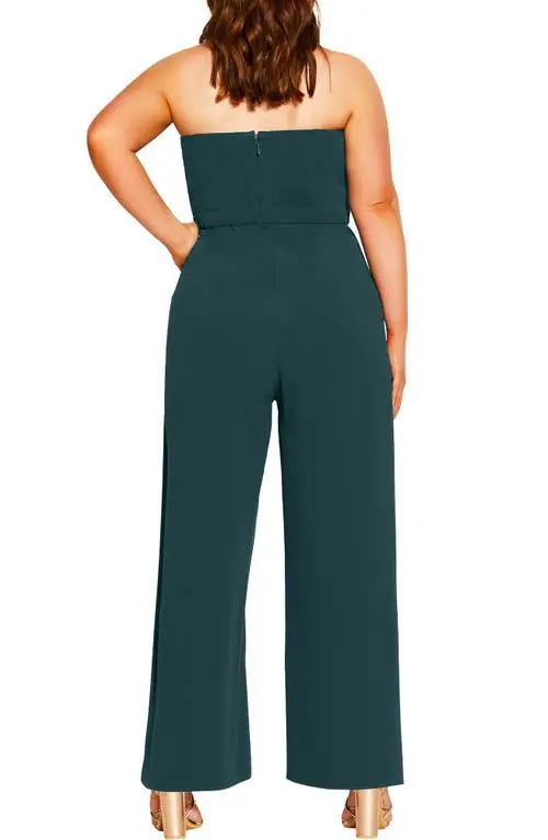City Chic Strapless Ruffle Jumpsuit