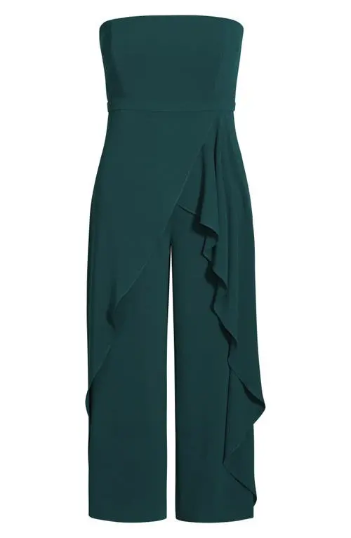 City Chic Strapless Ruffle Jumpsuit