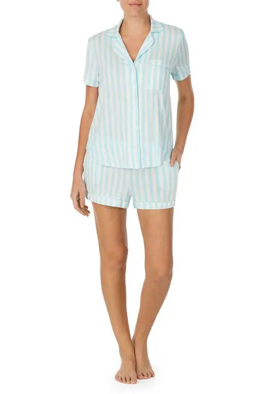 Kate Spade New York Mrs. Dot Jersey Short Pajamas - Aqua Stripe