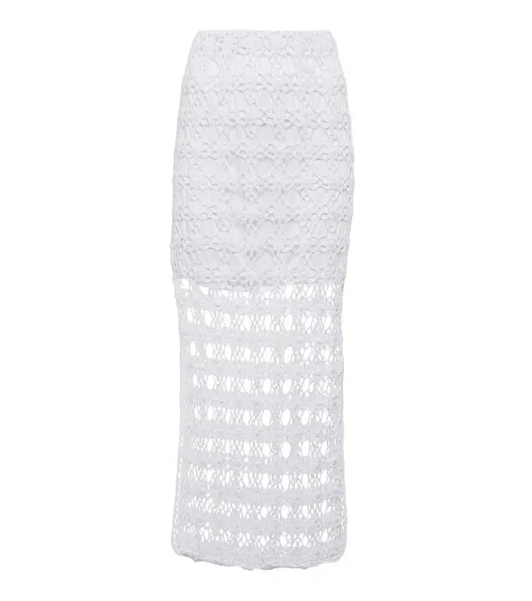 Anna Kosturova Rosette Crochet Midi Skirt - White