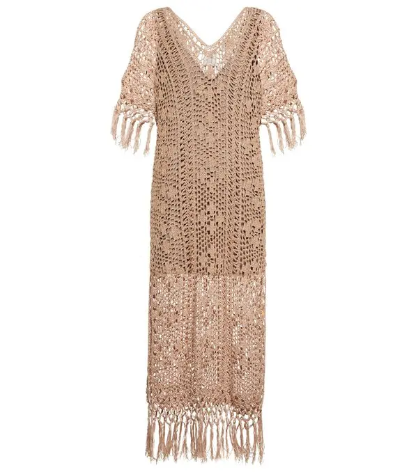 Anna Kosturova Savannah Crochet Maxi Dress - Metallic