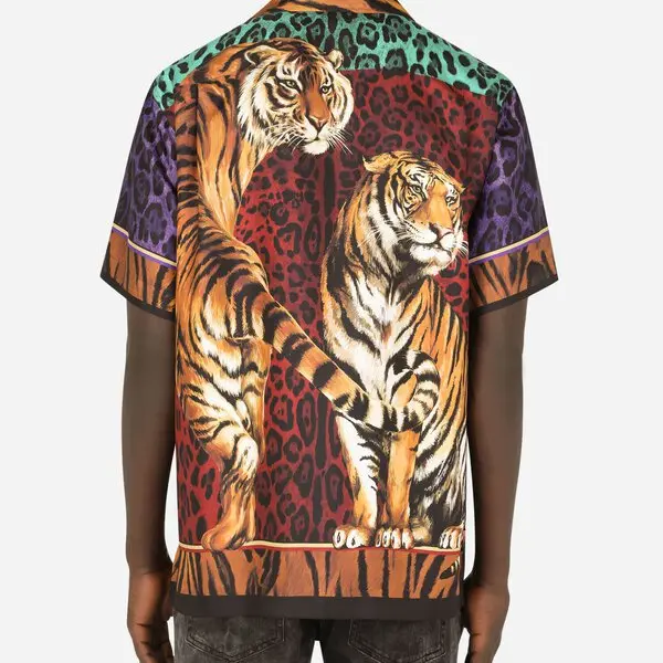 Dolce & Gabbana Tiger-print Silk Hawaiian Shirt