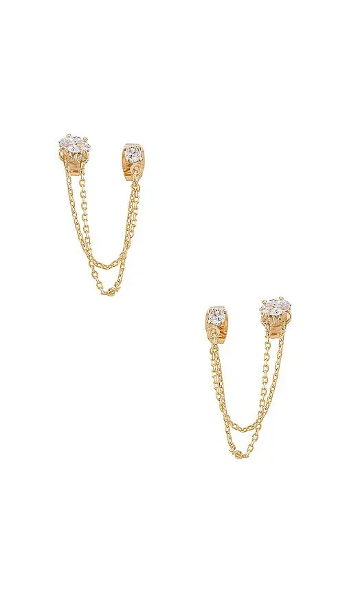 Ettika Crystal Chainlink Earrings - Gold
