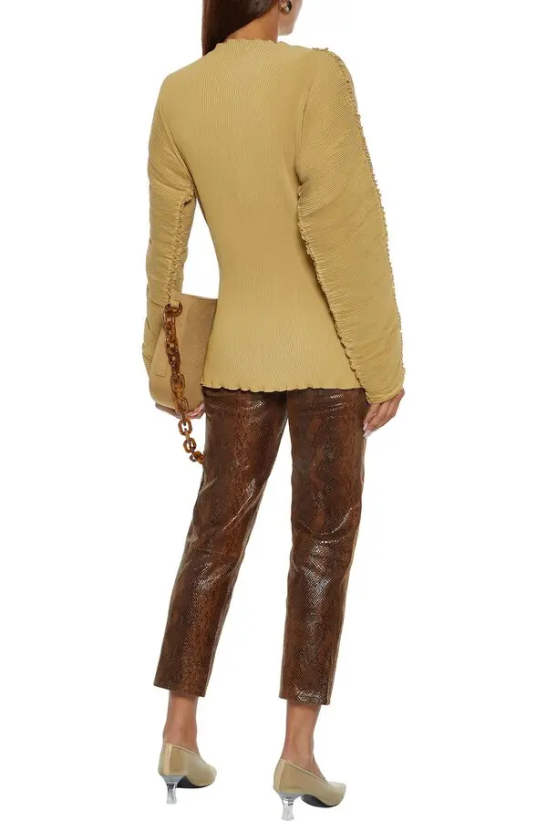 TOTEME Azores Plissé Crepe De Chine Top - Mustard