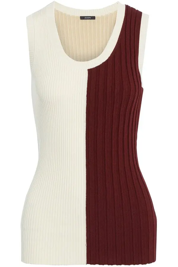 JOSEPH Twotone Ribbedknit Tank