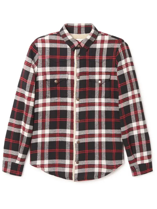 Saint Laurent Oversized Sherpa-lined Checked Cotton-blend Overshirt