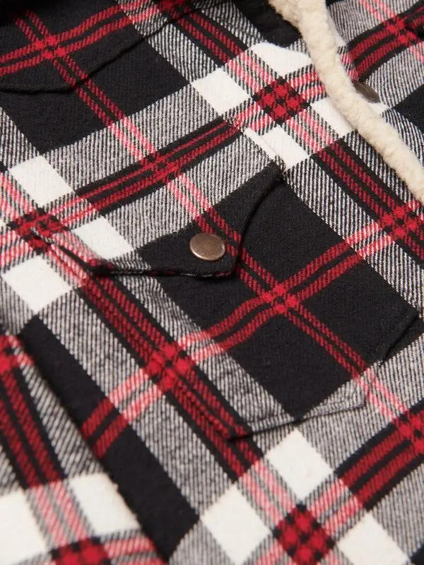 Saint Laurent Oversized Sherpa-lined Checked Cotton-blend Overshirt