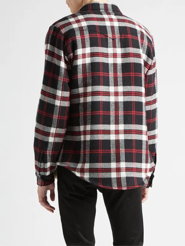 Saint Laurent Oversized Sherpa-lined Checked Cotton-blend Overshirt