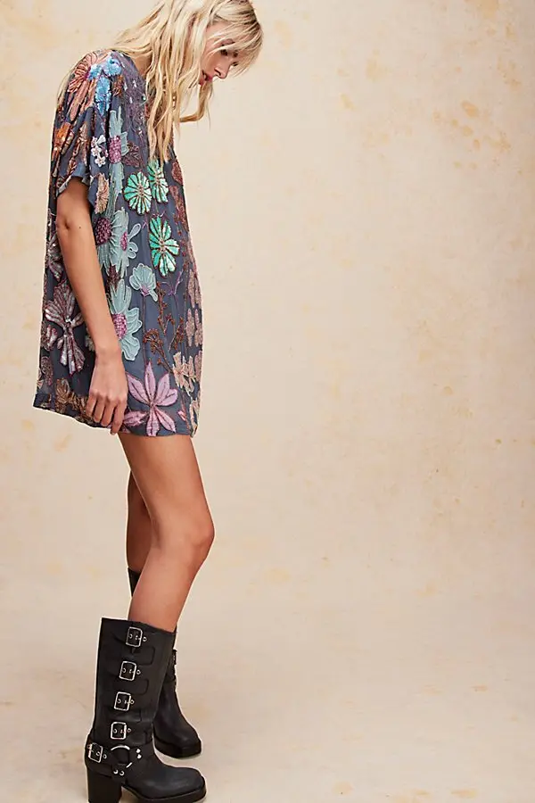 Free People Jewel Mini Dress - Zenon Blue | Editorialist