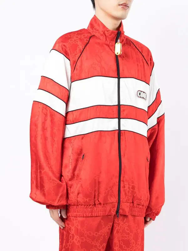 COOL T.M Striped Sports Jacket With Logo Patch