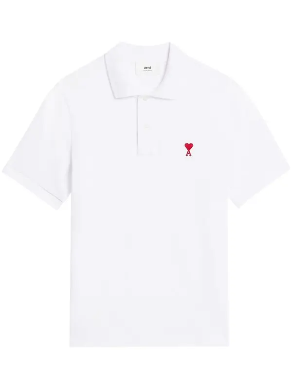 AMI Paris De Coeur Polo Shirt - White