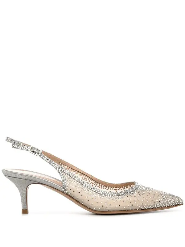 GIANVITO ROSSI Regina 55mm Slingback Pumps - Silver