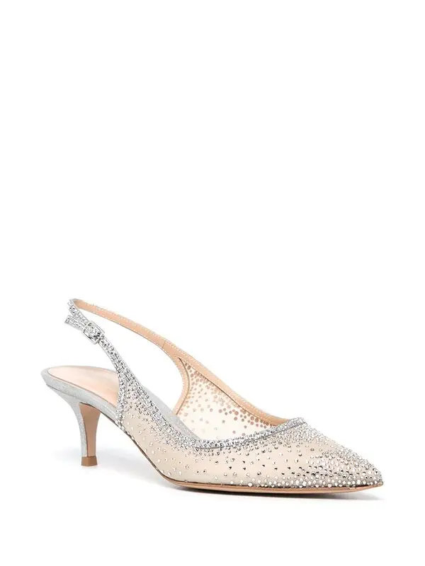 GIANVITO ROSSI Regina 55mm Slingback Pumps - Silver