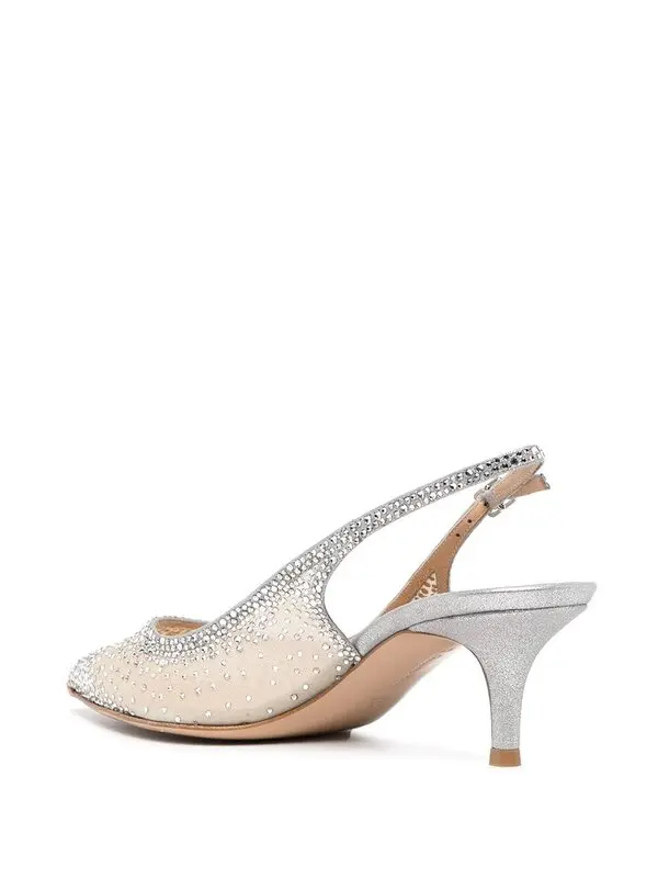GIANVITO ROSSI Regina 55mm Slingback Pumps - Silver