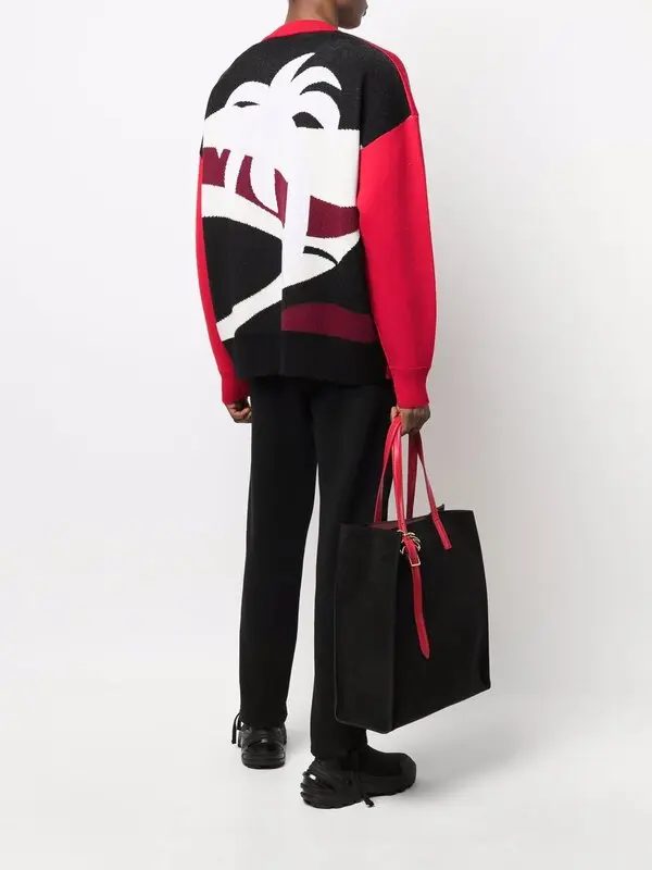 Palm Angels Intarsia-knit Palm Tree Jumper - Red