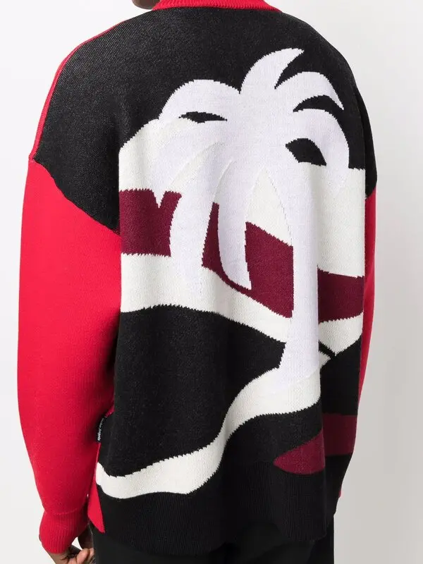 Palm Angels Intarsia-knit Palm Tree Jumper - Red