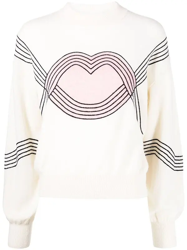 Markus Lupfer Graphic Print Merino Wool Jumper - White