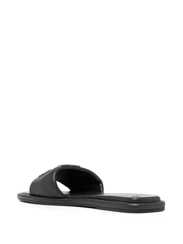 Tory Burch Double T Flat Sandals - Black