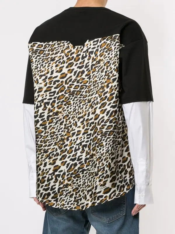 Roberto Cavalli Leopard Print Panel T-shirt