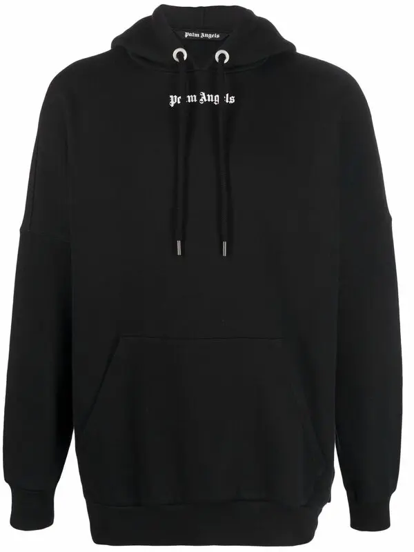 Palm Angels Logo-print Cotton Hoodie - Black
