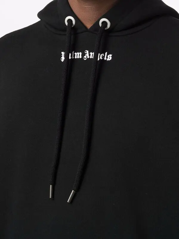 Palm Angels Logo-print Cotton Hoodie - Black