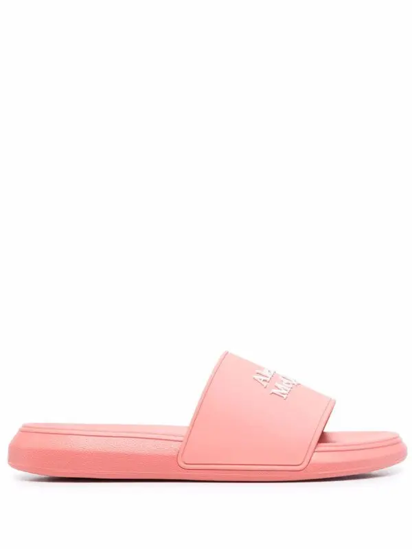 Alexander McQueen Embossed Slides - Pink