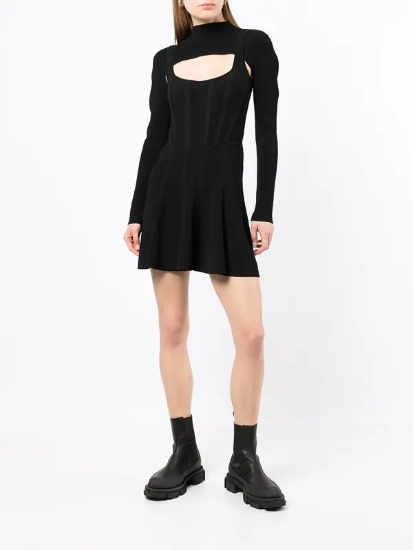 dion lee pleated mini dress Dion Lee Linear Crepe Pleated Mini Dress In Navy