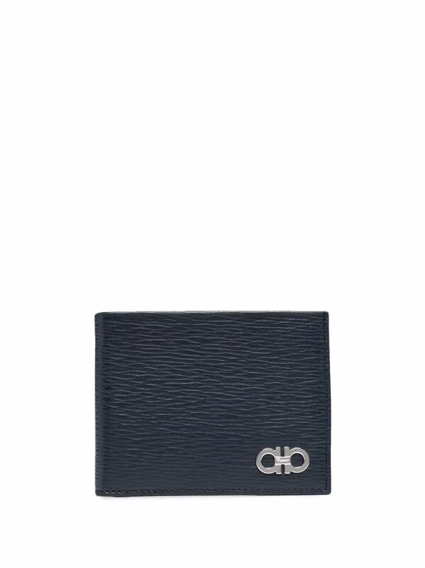 FERRAGAMO Gancini Bi-fold Leather Wallet - Blue